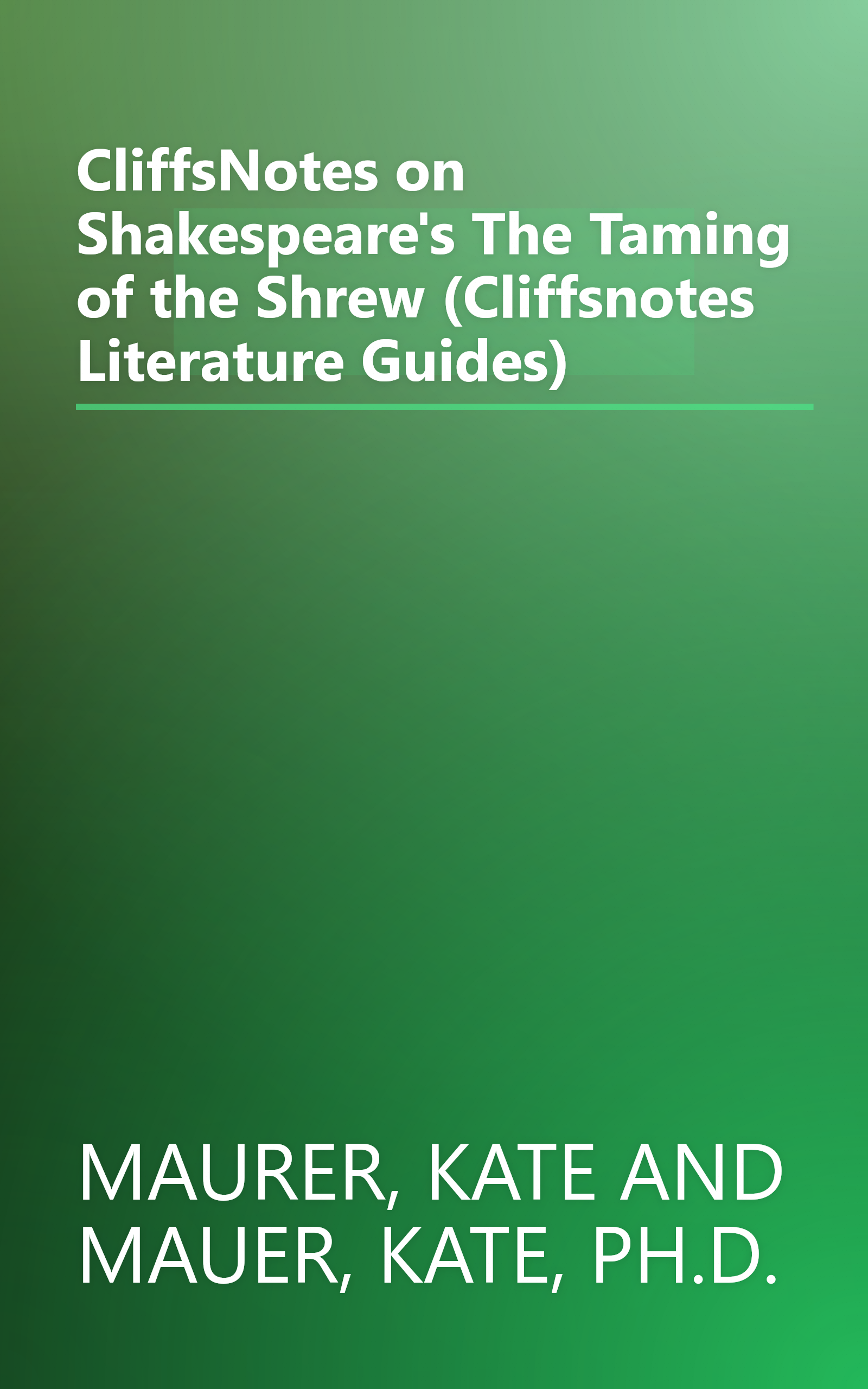 CliffsNotes on Shakespeare's The Taming of the Shrew (Cliffsnotes Literature Guides) book cover