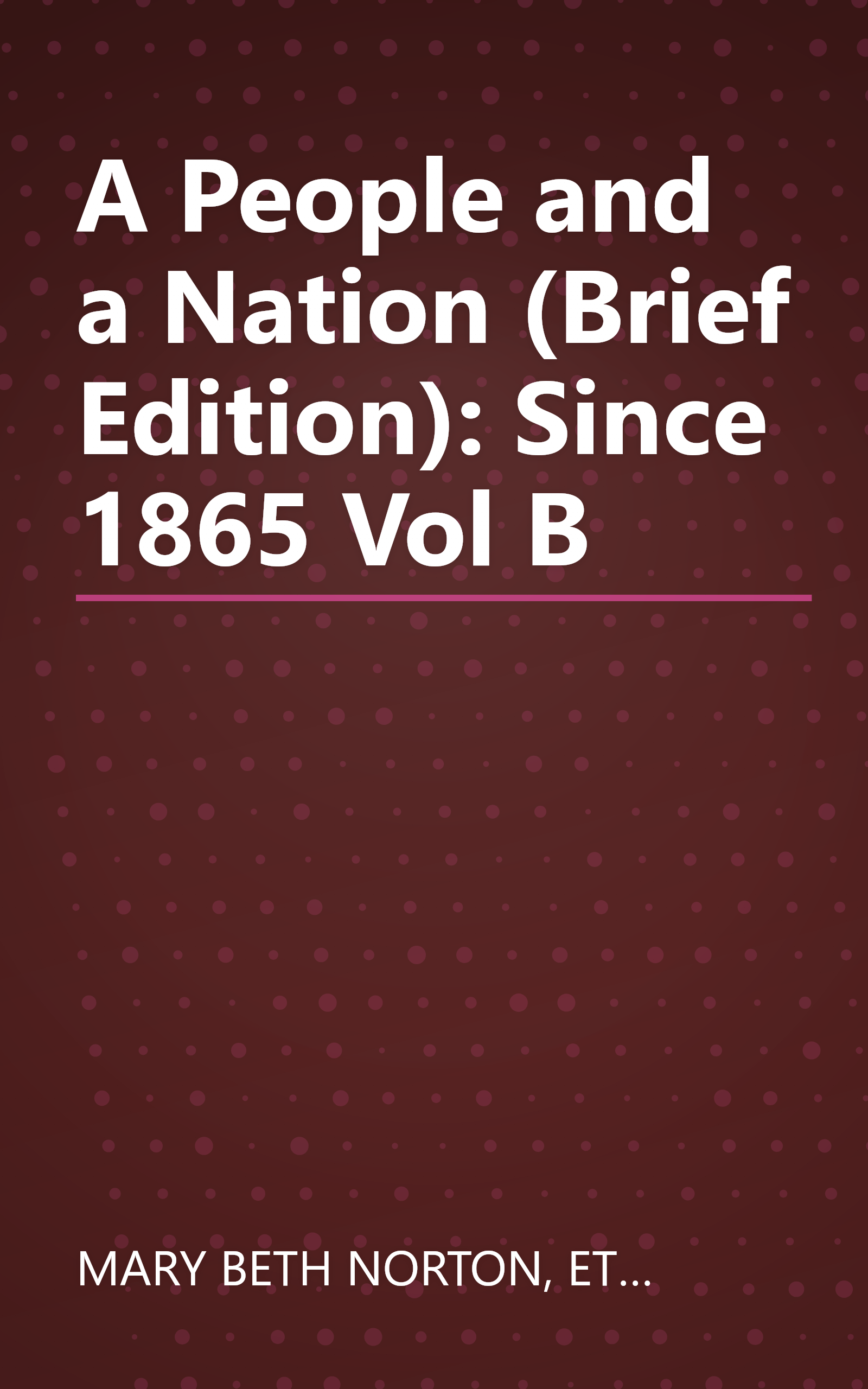 A People and a Nation (Brief Edition): Since 1865 Vol B book cover