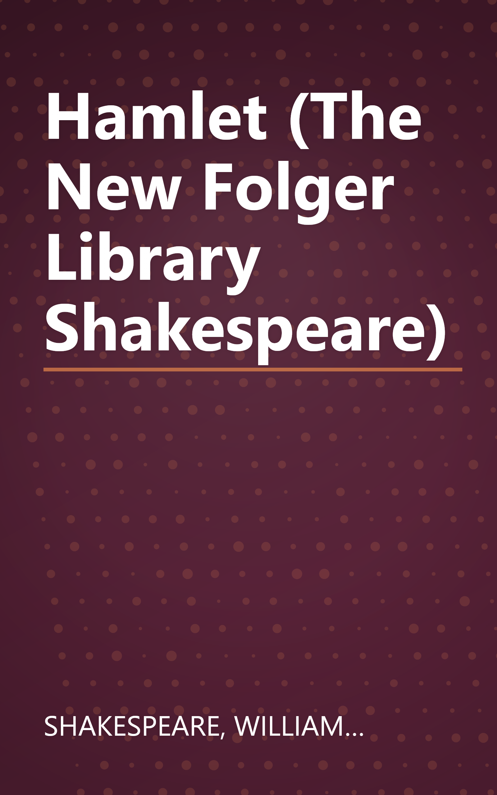 Hamlet (The New Folger Library Shakespeare) book cover