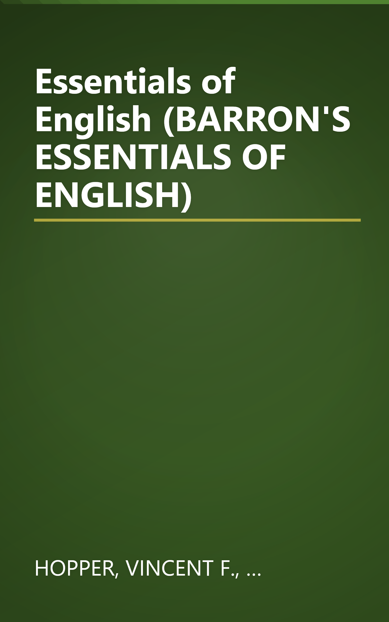 Essentials of English (BARRON'S ESSENTIALS OF ENGLISH) book cover