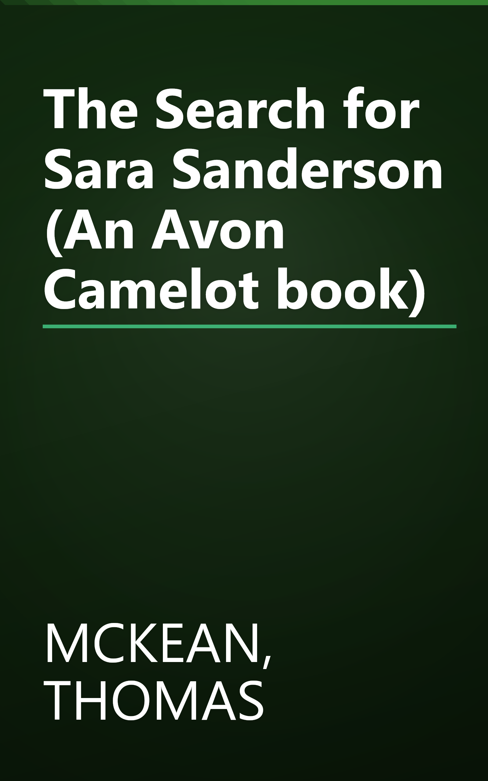 The Search for Sara Sanderson (An Avon Camelot book) book cover