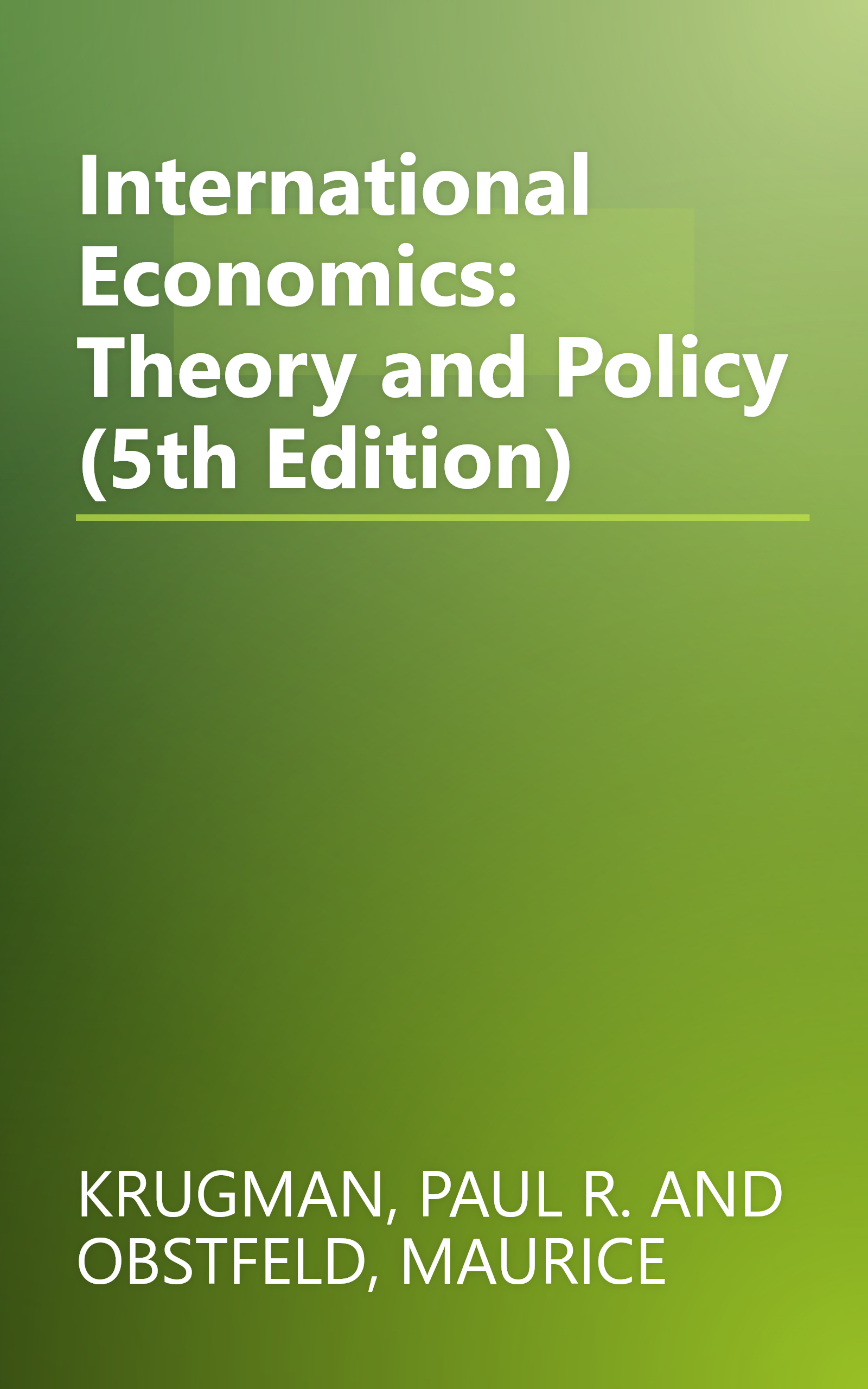 International Economics: Theory and Policy (5th Edition) book cover