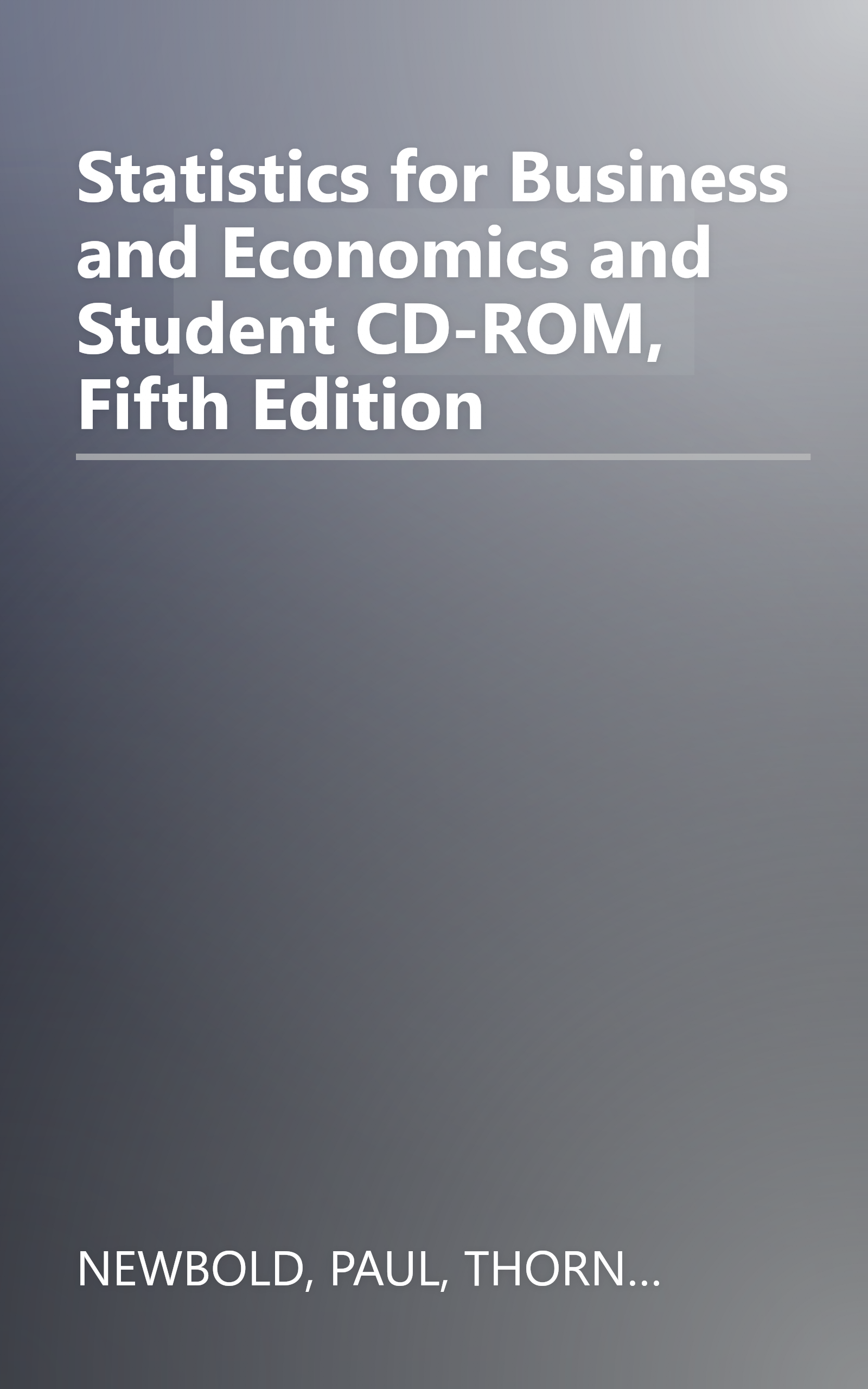 Statistics for Business and Economics and Student CD-ROM, Fifth Edition book cover