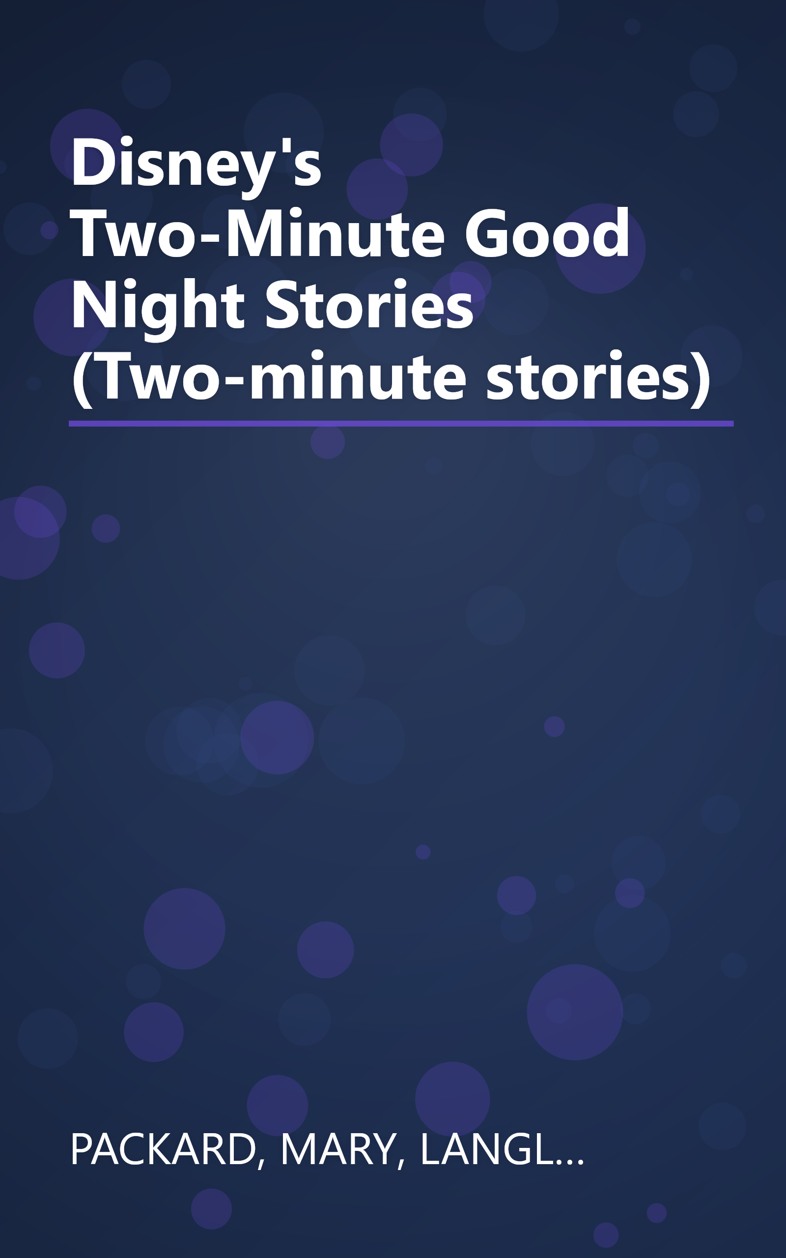 Disney's Two-Minute Good Night Stories (Two-minute stories) book cover