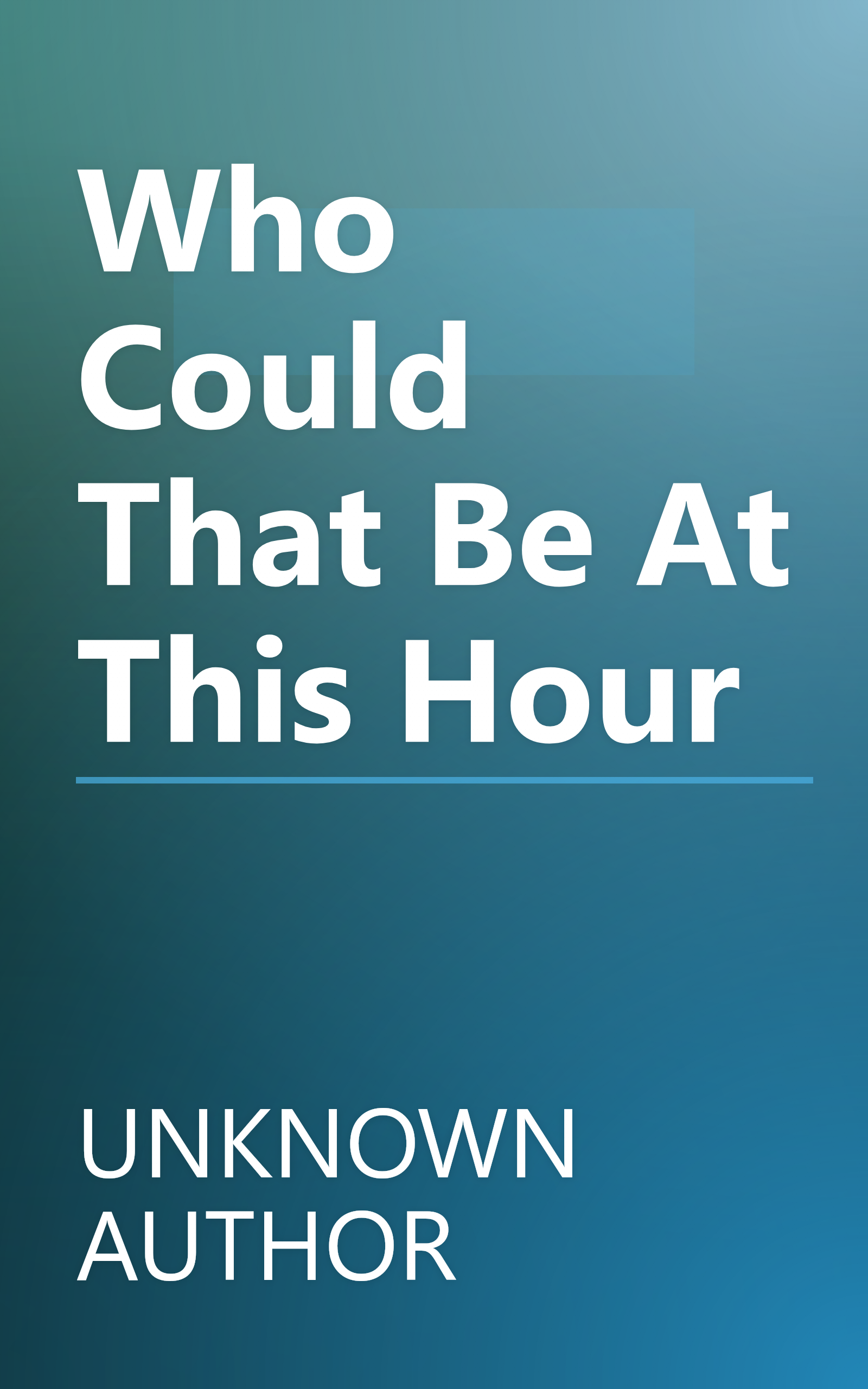Who Could That Be At This Hour book cover