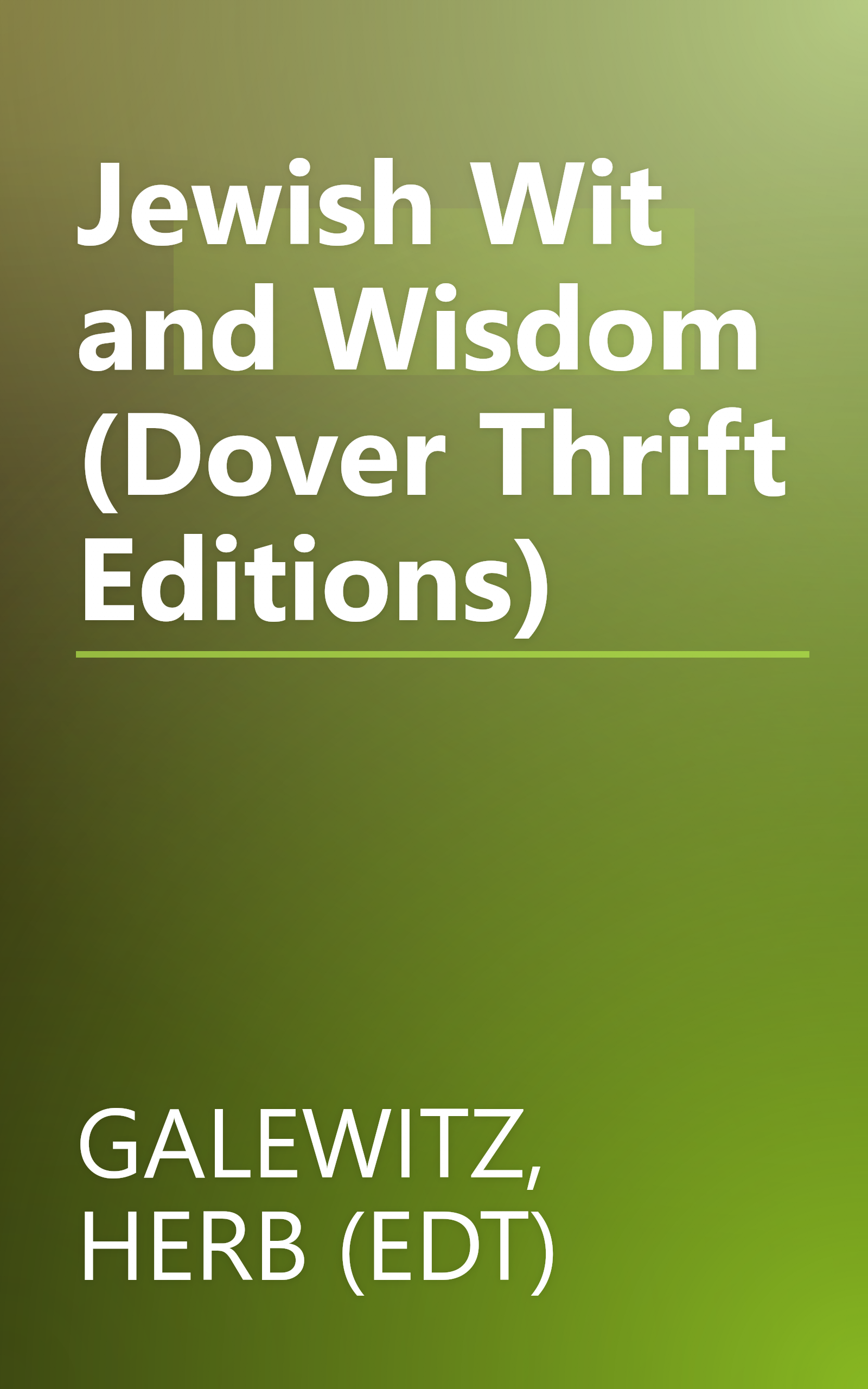 Jewish Wit and Wisdom (Dover Thrift Editions) book cover