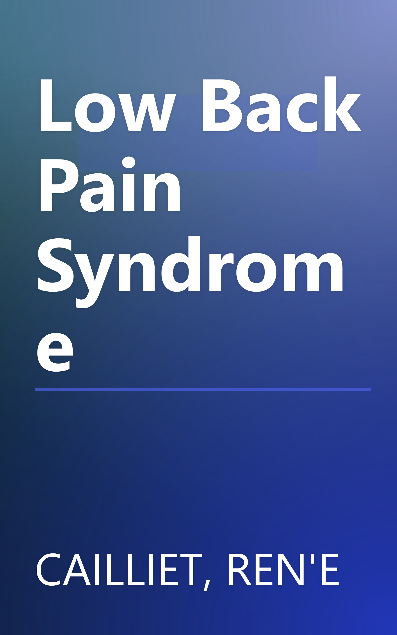 Low Back Pain Syndrome book cover