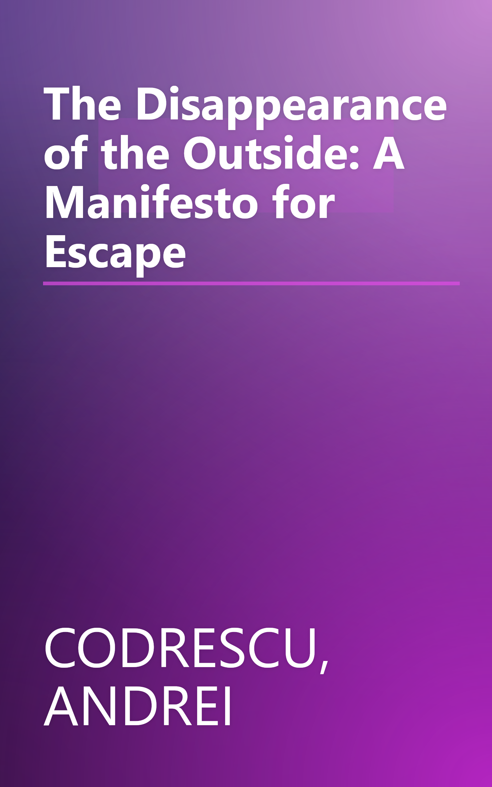 The Disappearance of the Outside: A Manifesto for Escape book cover
