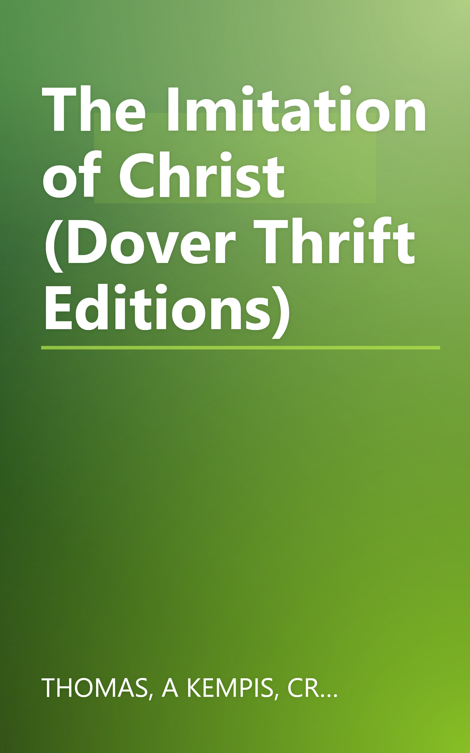 The Imitation of Christ (Dover Thrift Editions) book cover