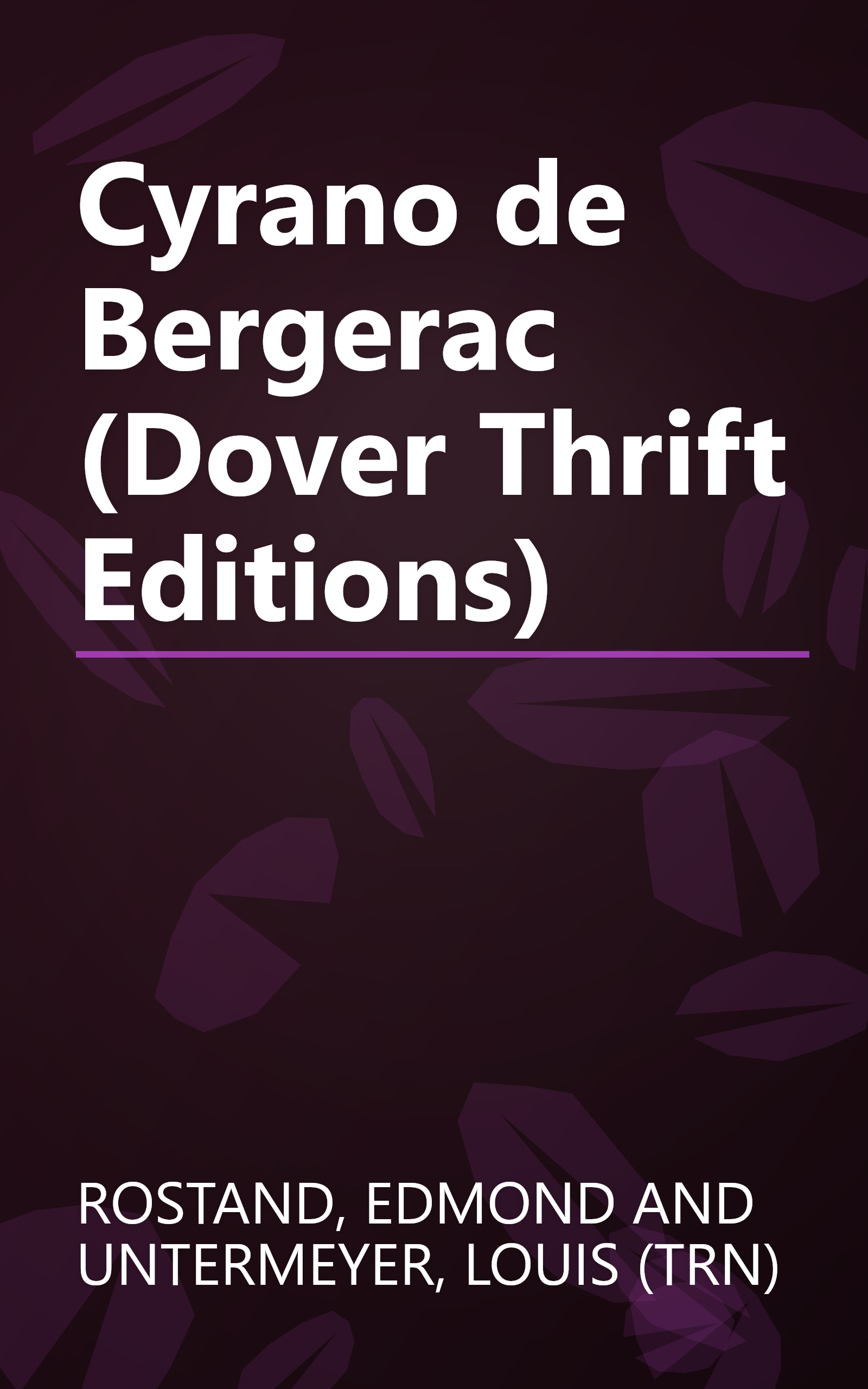 Cyrano de Bergerac (Dover Thrift Editions) book cover