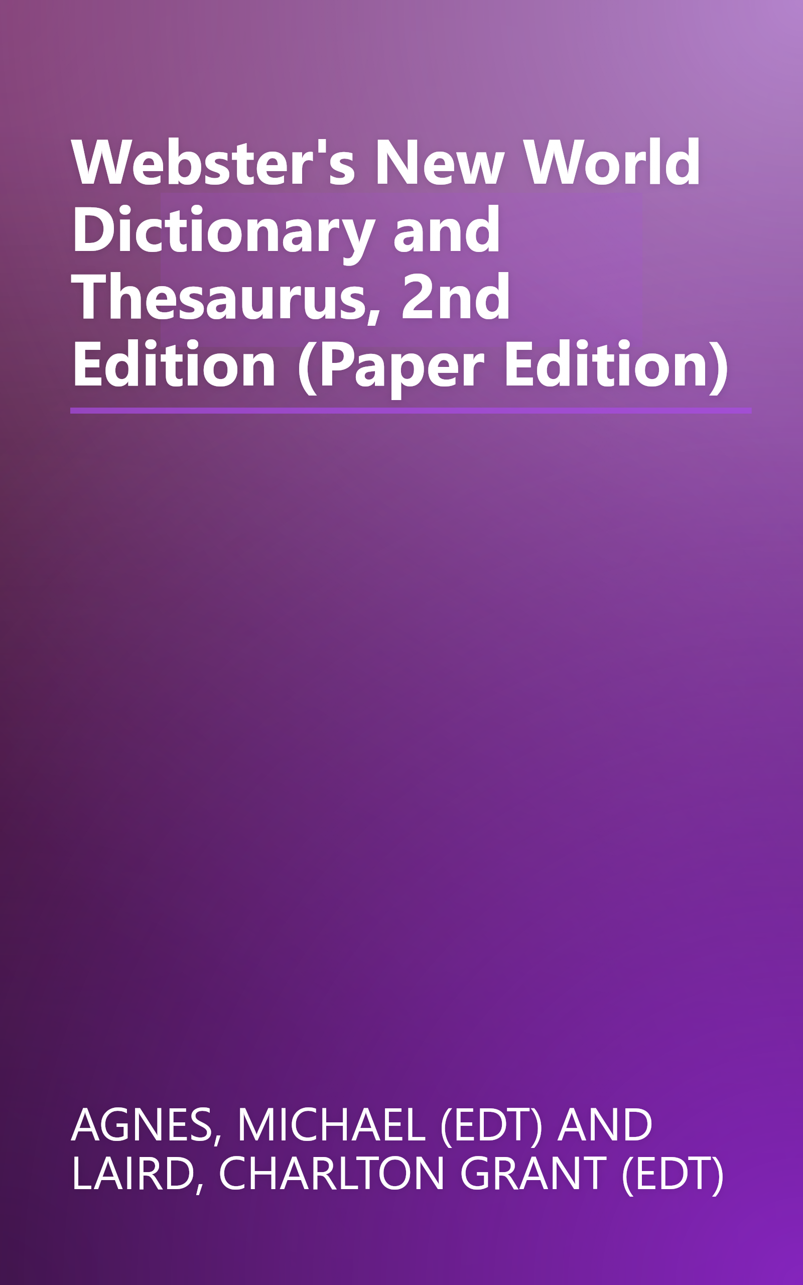 Webster's New World Dictionary and Thesaurus, 2nd Edition (Paper Edition) book cover