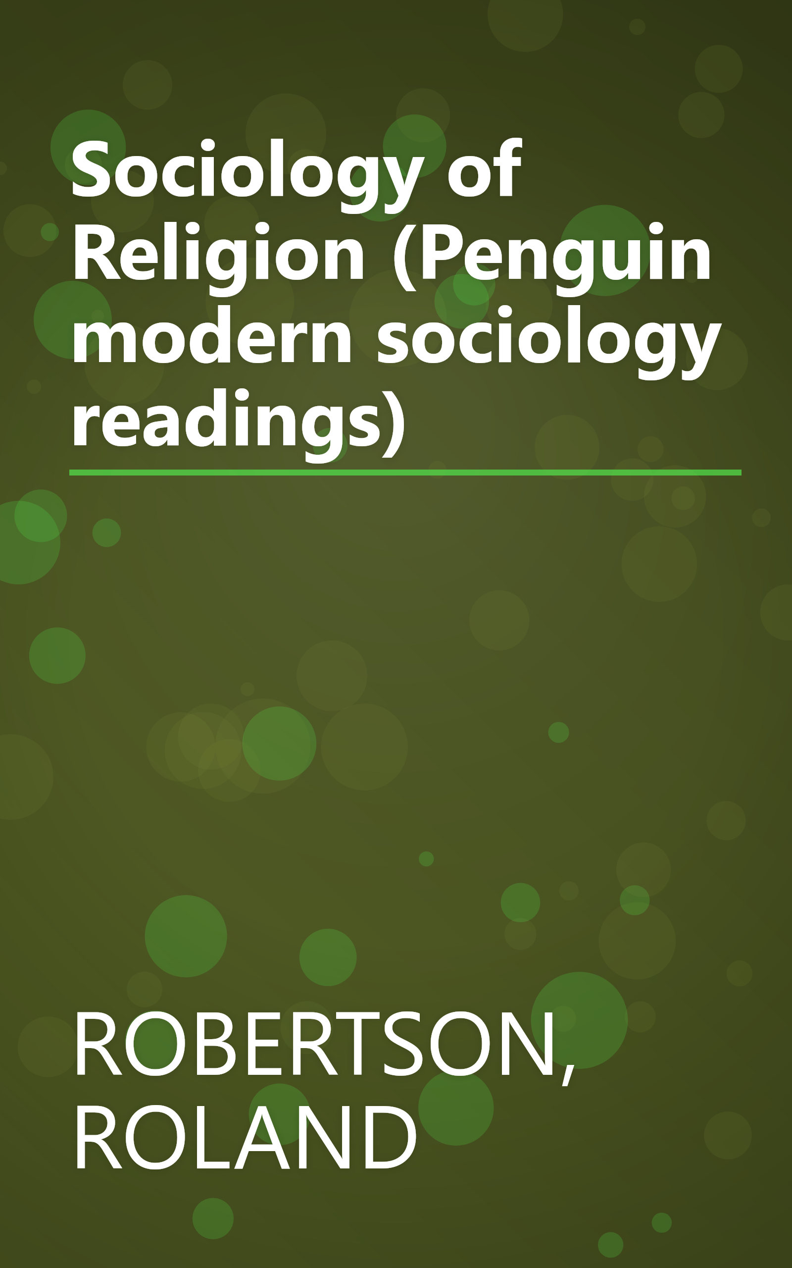 Sociology of Religion (Penguin modern sociology readings) book cover