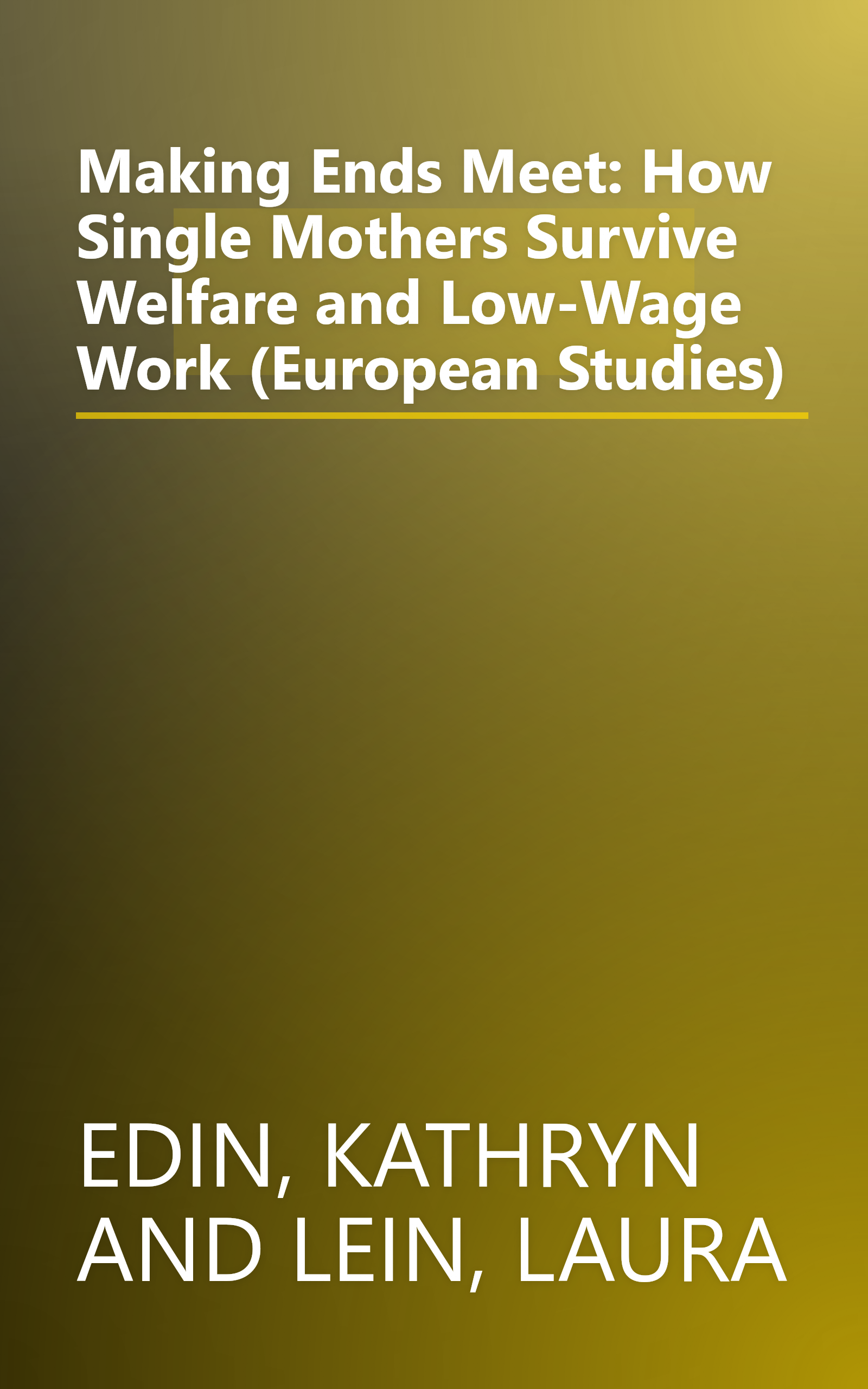 Making Ends Meet: How Single Mothers Survive Welfare and Low-Wage Work (European Studies) book cover