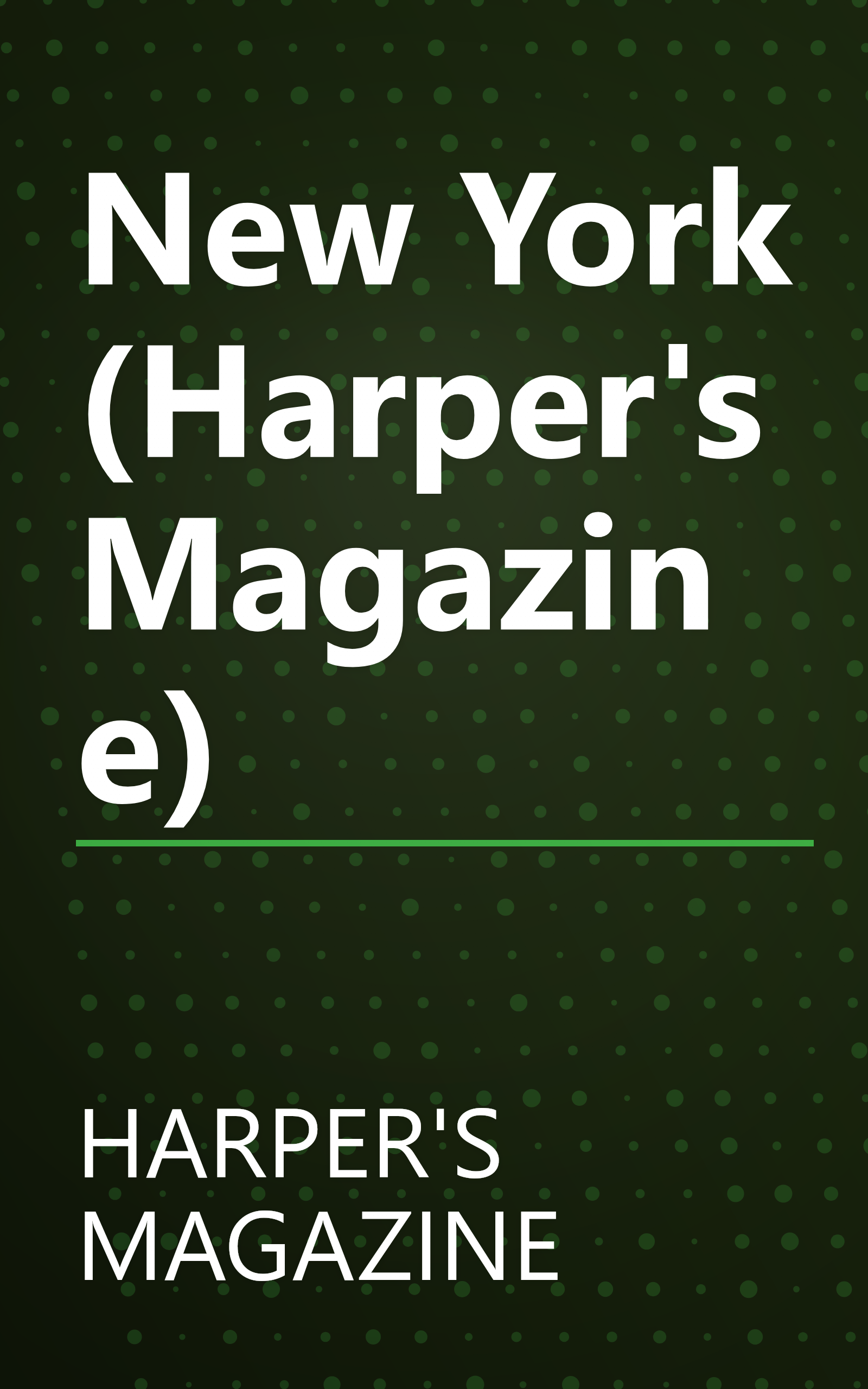 New York (Harper's Magazine) book cover