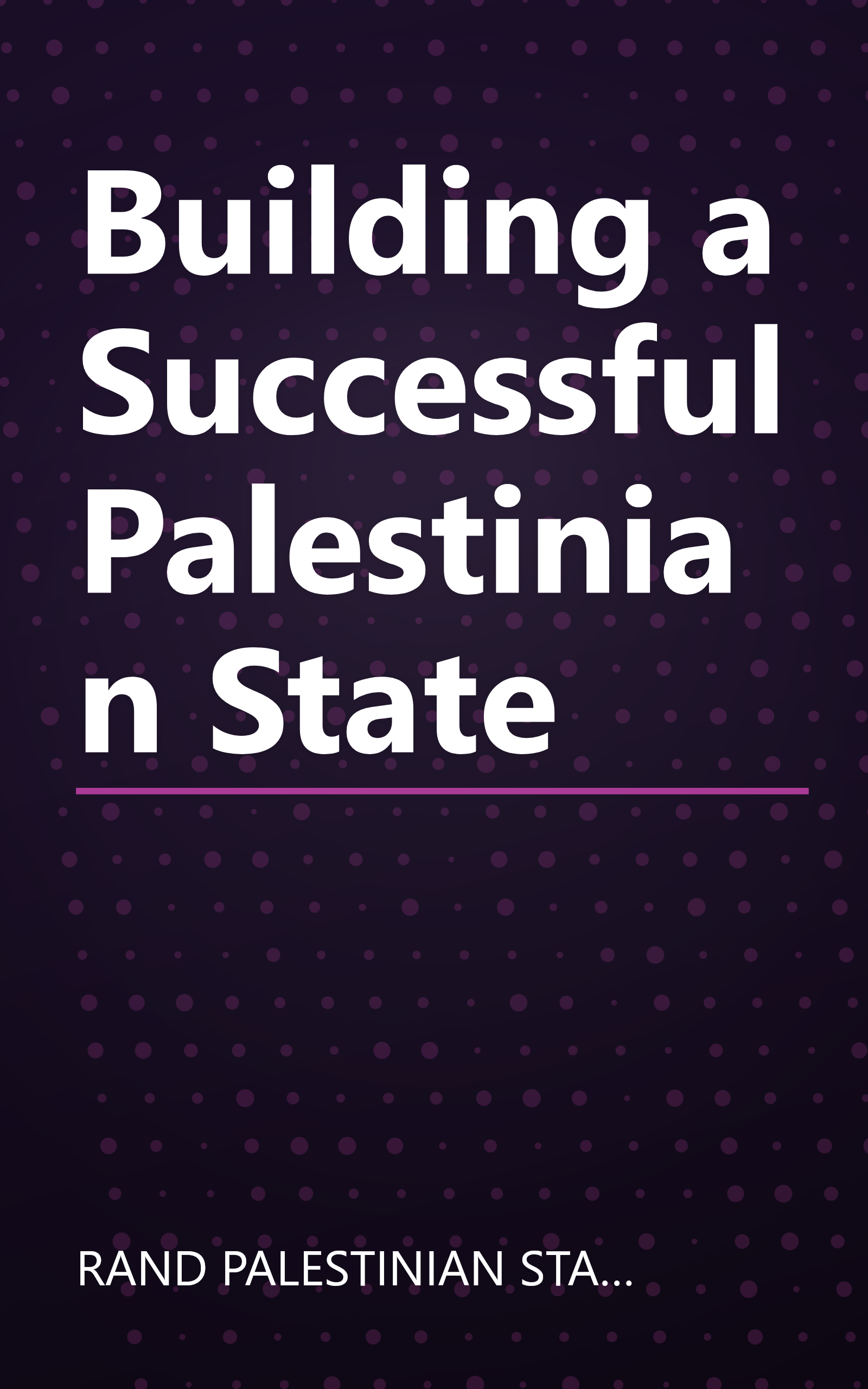 Building a Successful Palestinian State book cover