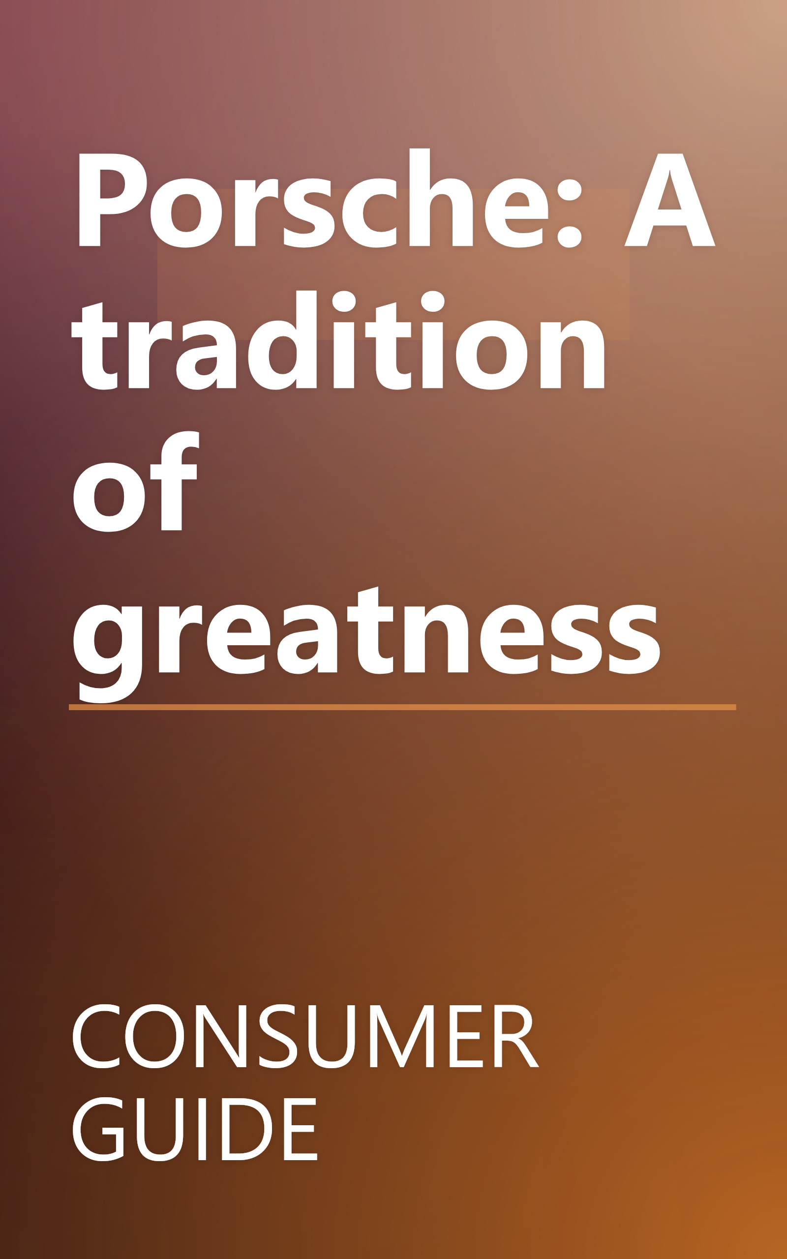 Porsche: A tradition of greatness book cover