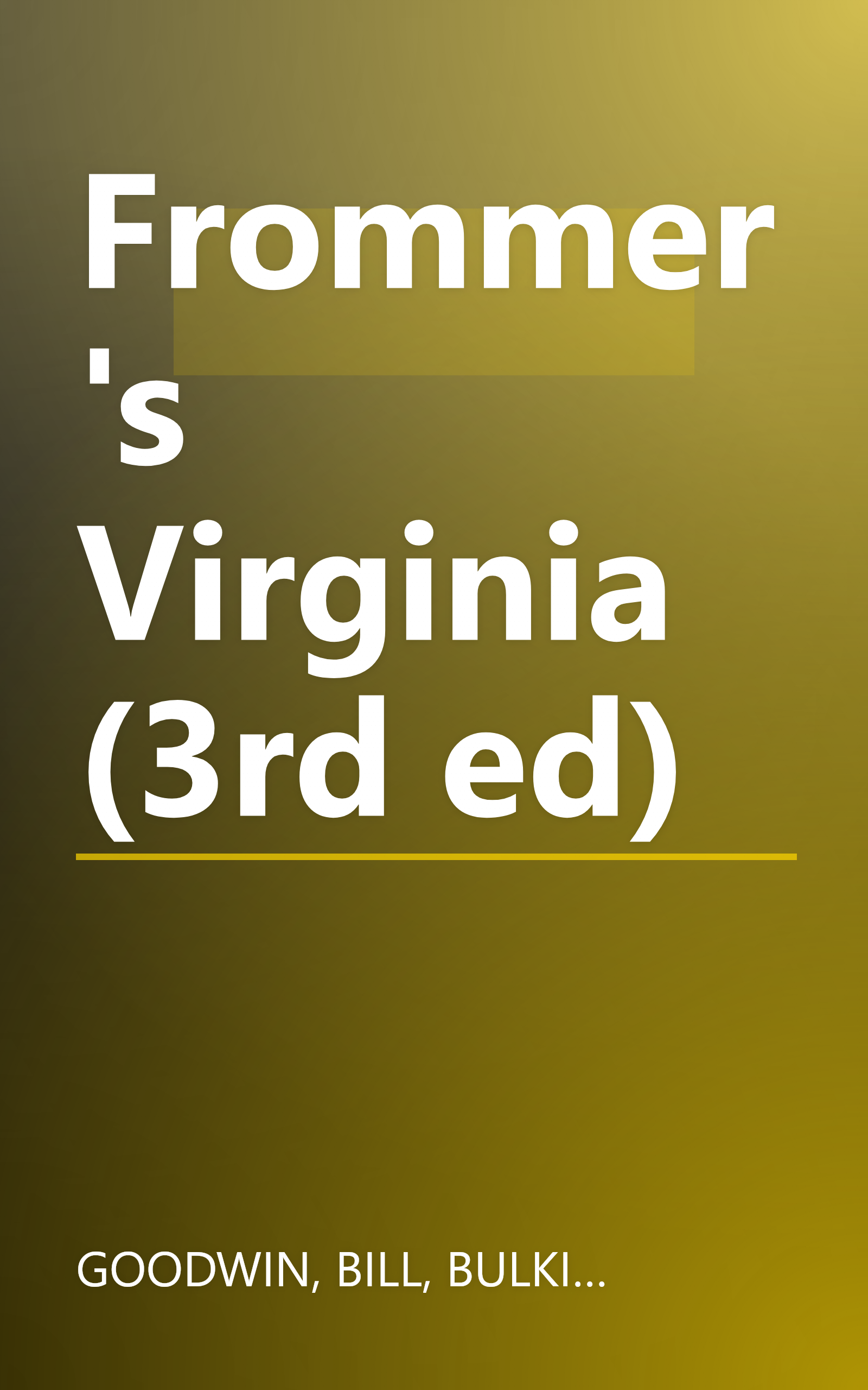 Frommer's Virginia (3rd ed) book cover