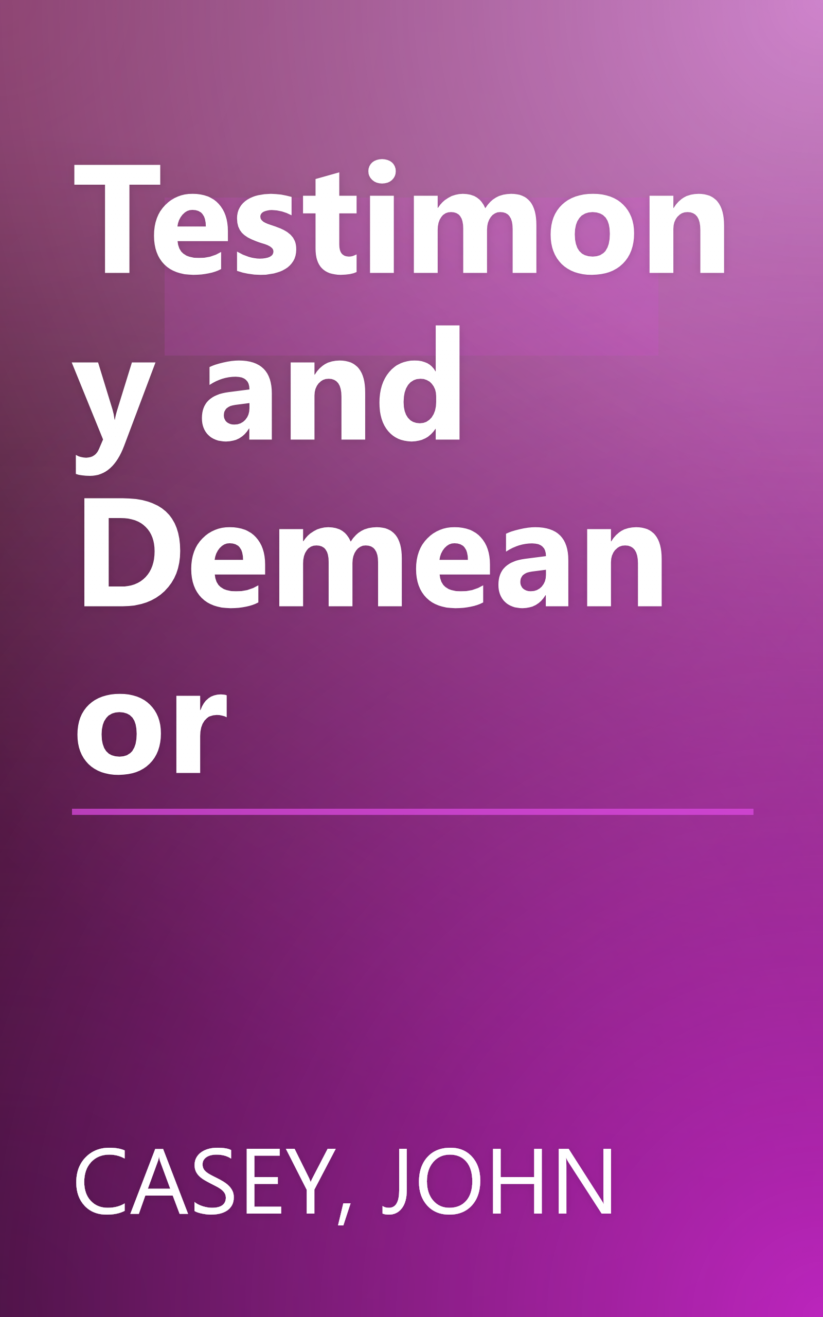 Testimony and Demeanor book cover