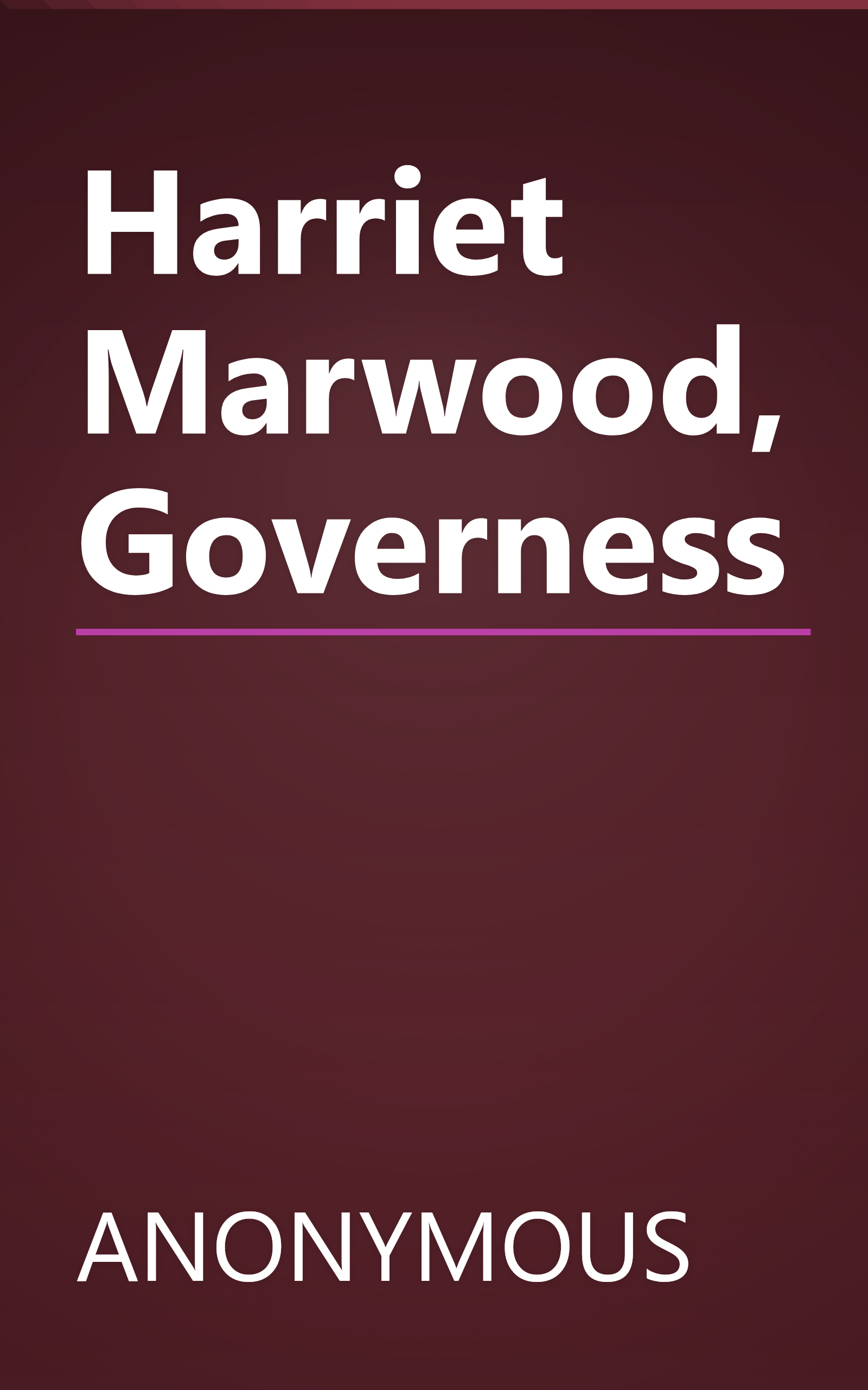 Harriet Marwood, Governess book cover