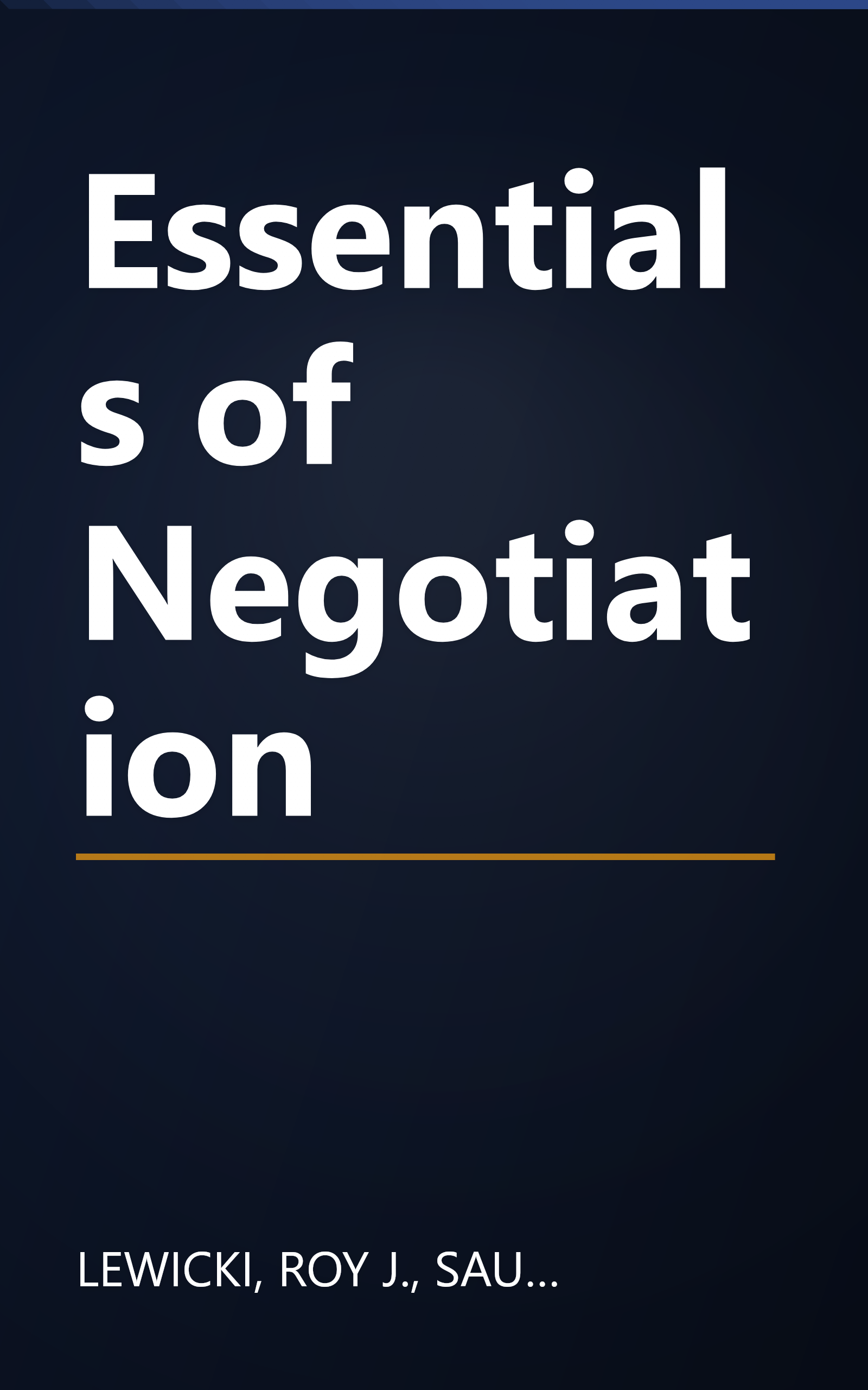 Essentials of Negotiation book cover