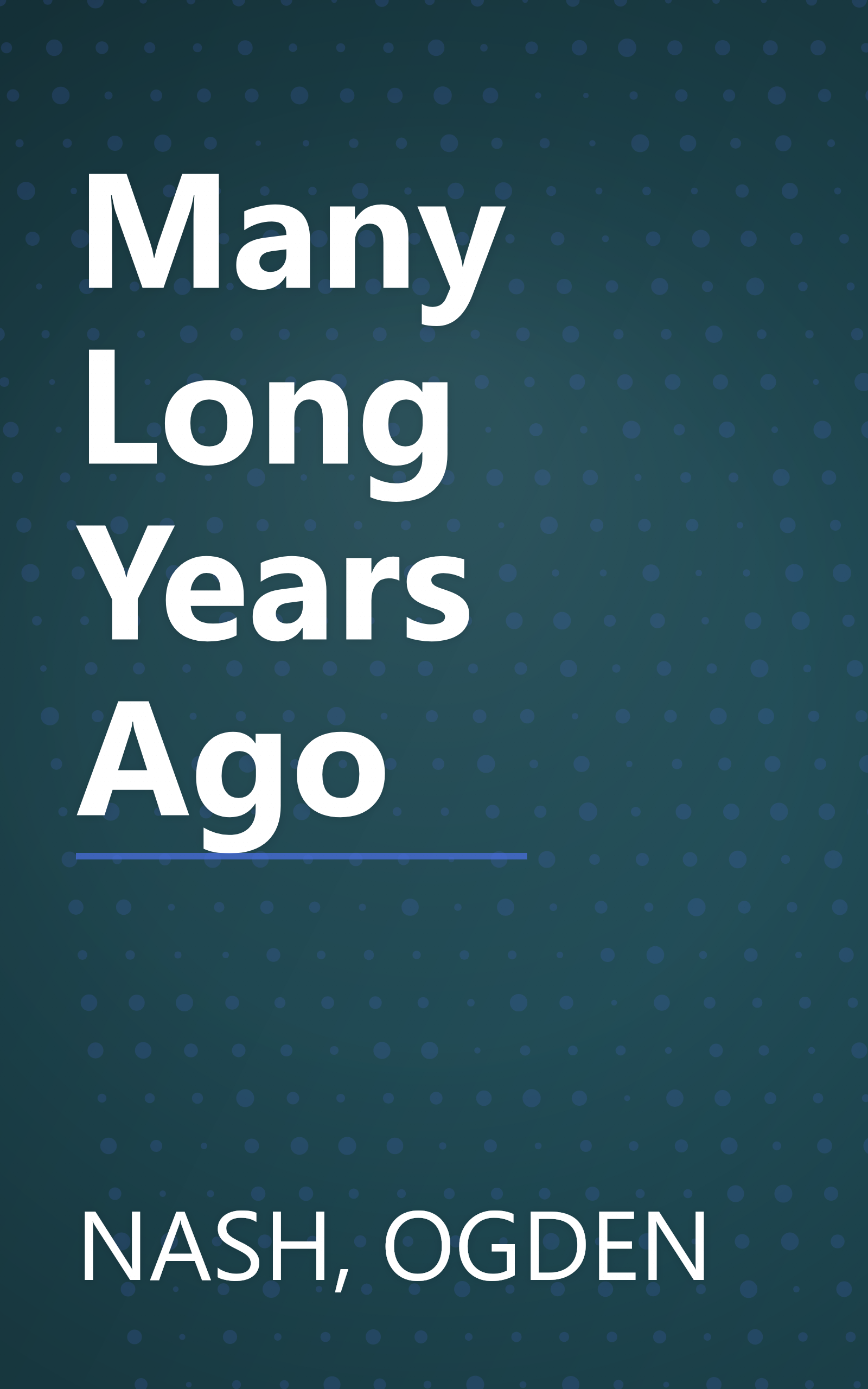 Many Long Years Ago book cover