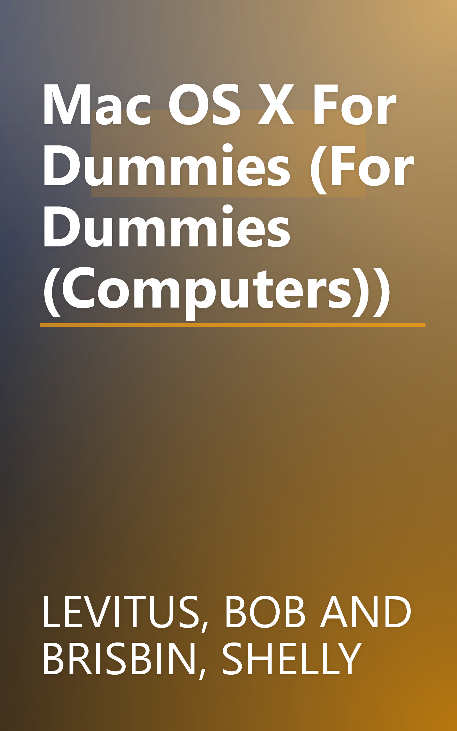 Mac OS X For Dummies (For Dummies (Computers)) book cover