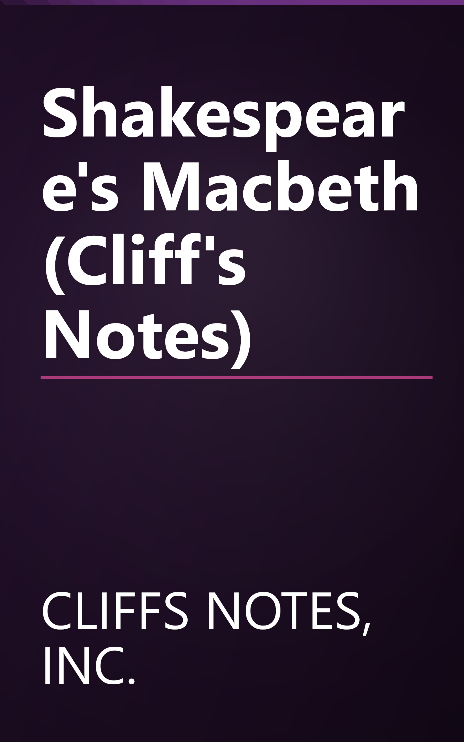 Shakespeare's Macbeth (Cliff's Notes) book cover