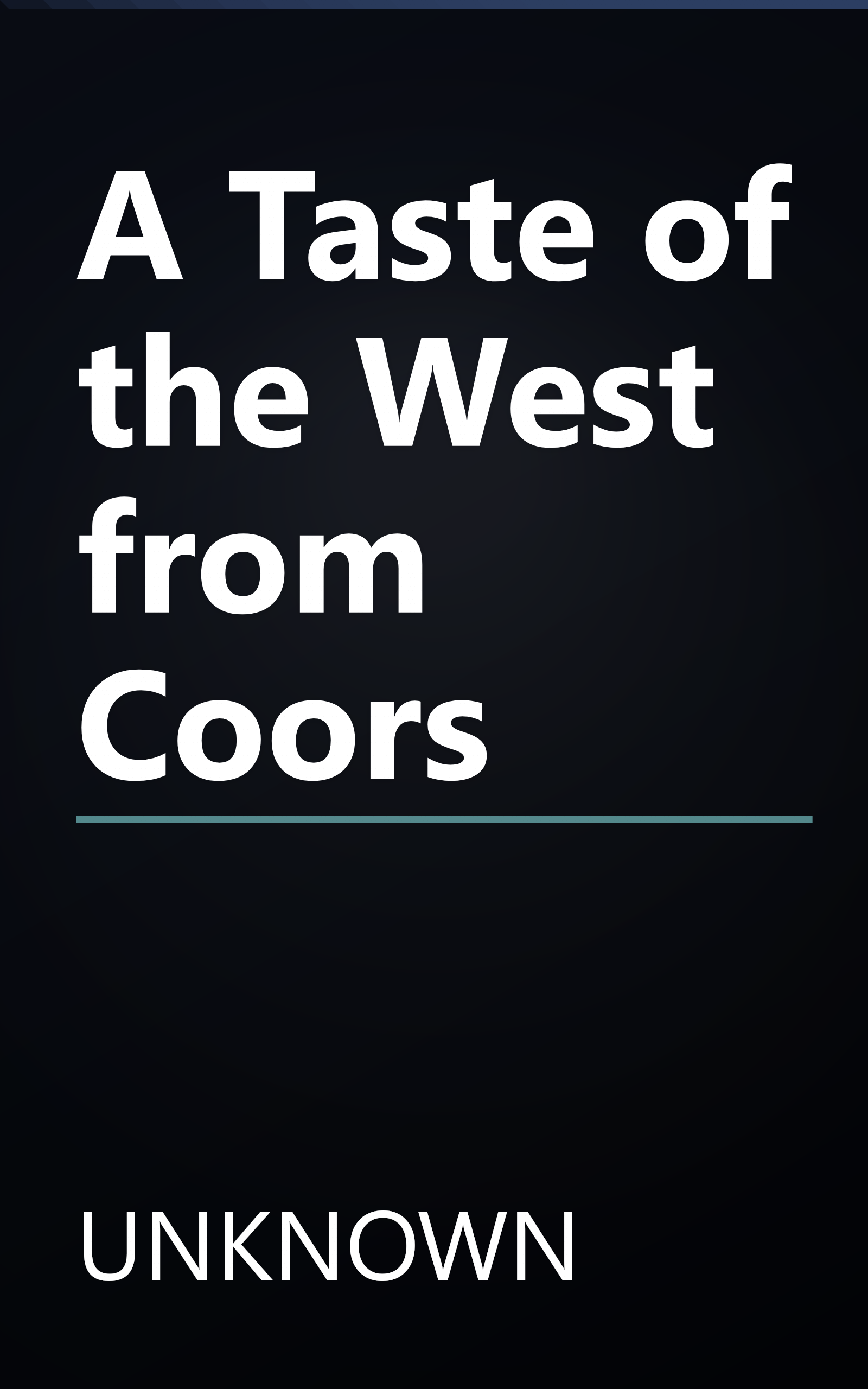 A Taste of the West from Coors book cover